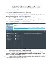 Install Nano Server In Microsoft Azure Docx Install Nano Server In