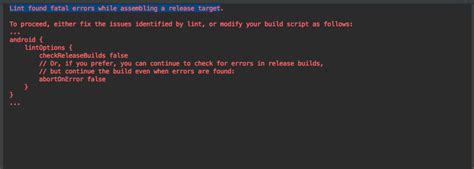 Android Releasebuild時に「lint Found Fatal Errors While Assembling A