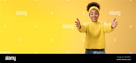 Come Closer Let Me Hug You Touched Lovely Glad African American Young