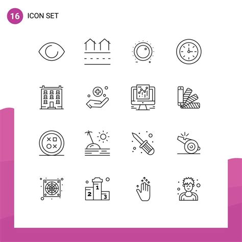 Editable Vector Line Pack Of 16 Simple Outlines Of Big Education