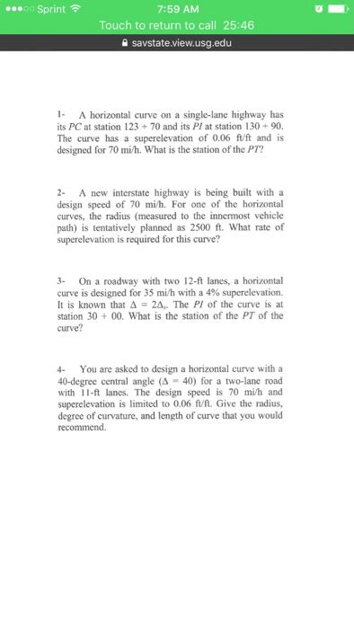 Solved A Horizontal Curve On A Single Lane Highway Has Its