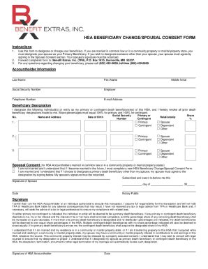 Fillable Online HSA BENEFICIARY CHANGE SPOUSAL CONSENT FORM Instructions Fax Email Print PdfFiller
