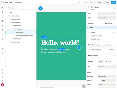 No Code Quickstart Learn Plasmic