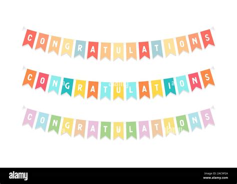 Cute Bunting Flags With Letters Congratulation Isolated On White