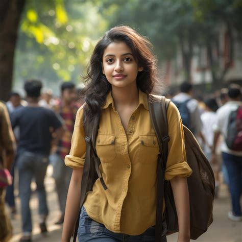 Premium Photo An Indian College Young Girl Going To College