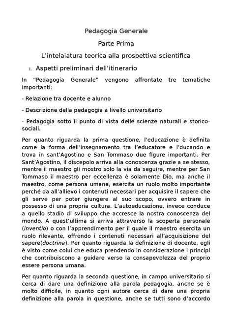 Riassunto Pedagogia Generale Exámenes De Pedagogía Docsity