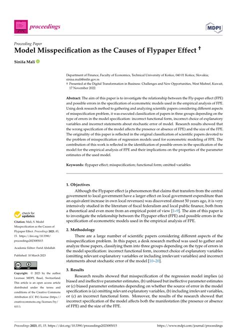 Pdf Model Misspecification As The Causes Of Flypaper Effect
