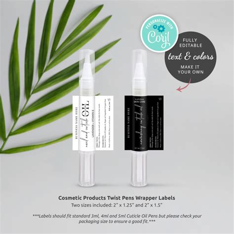 Cosmetic Packaging Design Cosmetic Twist Pen Label Template