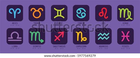 Set Astrological Zodiac Symbols Horoscope Zodiac Stock Vector Royalty