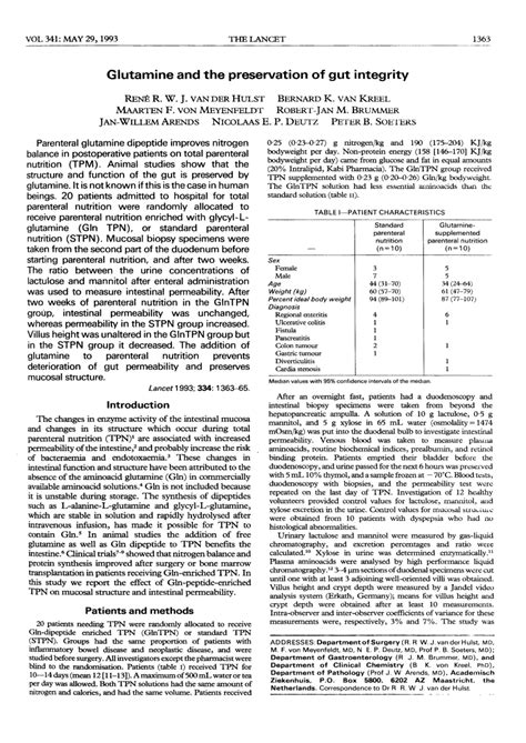 Pdf Glutamine And The Preservation Of Gut Integrity