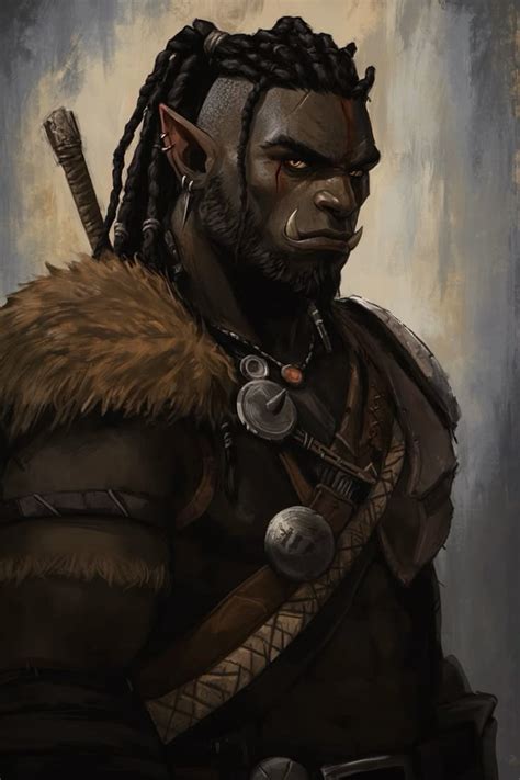Malraz Heigar Half Orc Barbarian Personaggi Illustrazione Del
