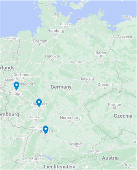A Map Of Germany Highlighting The Cities Of Cologne Frankfurt And