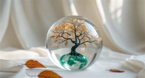 Crystal Ball Tree In A Glass Sphere With Earth Concept Stock Image