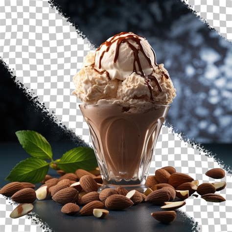 Fondo Transparente Y Helado De Chocolate Con Almendras Archivo PSD Premium