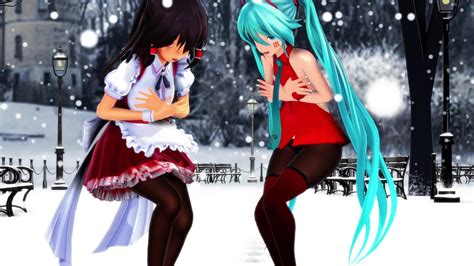 MMD 初音ミク生誕祭2023メイド霊夢赤バニーミクでB B F タイツ YouTube