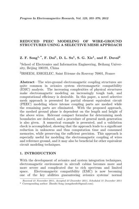 Pdf Reduced Peec Modeling Of Wire Ground Peec Modeling Of Wire