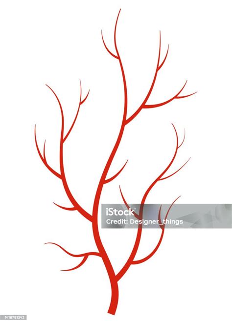 인간의 정맥 흰색 배경에 빨간 실루엣 용기 동맥 또는 모세 혈관 의학을 위한 개념 해부학 요소 혈액 계통의 벡터 격리 된 기호 개념에 대한 스톡 벡터 아트 및 기타 이미지