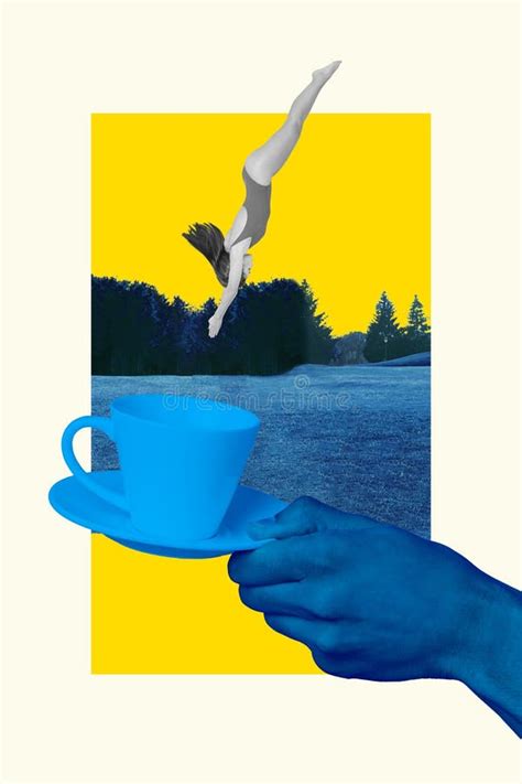 Vertical Collage Of Mini Black White Girl Jumping Diving Big Arm Hold