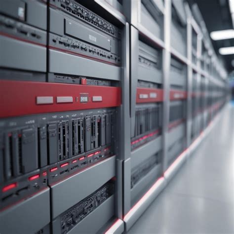 Background Image Of Grey White And Red Server Premium Ai Generated Image