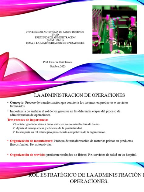 Tema 5 Administración De Las Operaciones Pdf Marketing Jefe De