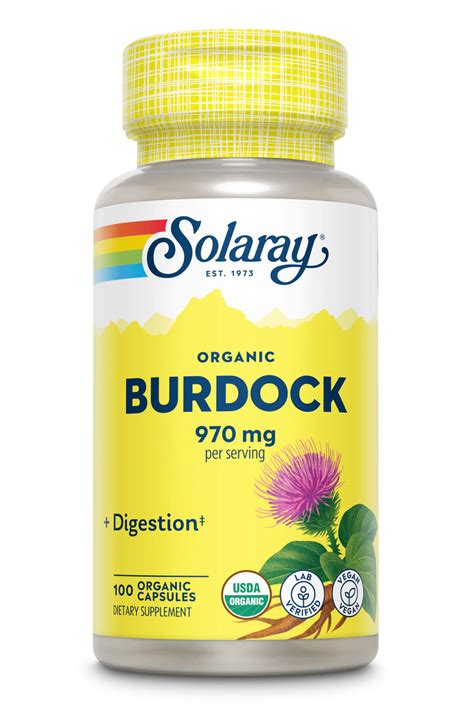 Burdock Root Organic 485mg 100 Capsules Lhasa Karnak Herb Company