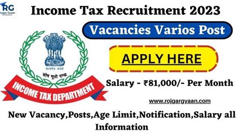 Income Tax Recruitment 2023 For Various Tax Assistant Post Salary Rs