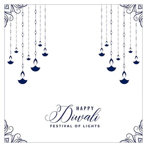 매달려 Diya와 플랫 스타일 해피 디 왈리 포스터 무료 벡터