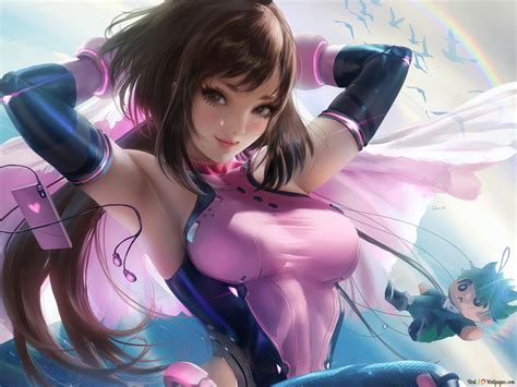 Cute Look Of Beautiful Anime Girl Wearing Headphones On Mobile Phone In