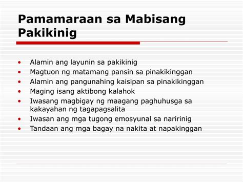Proseso At Layunin Ng Pakikinig