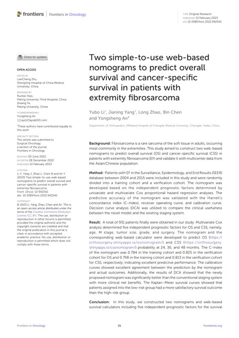 Pdf Two Simple To Use Web Based Nomograms To Predict Overall Survival