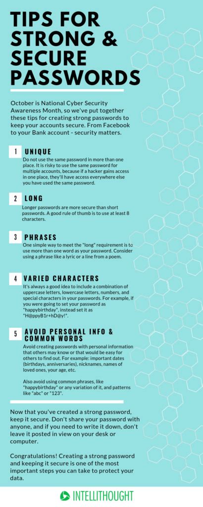 5 Tips For Creating Strong Passwords Infographic Intellithought