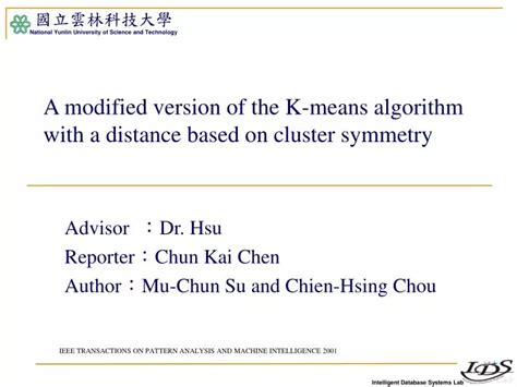 ppt a modified version of the k means algorithm with a distance based