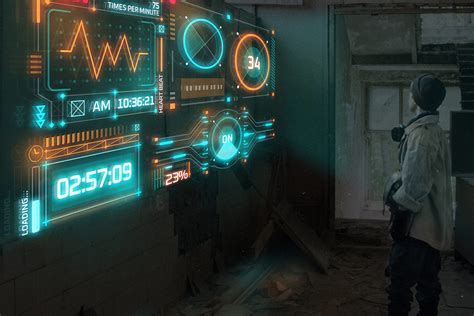 Cyberpunk Glowing Hud Elements Photoshop Psd Format