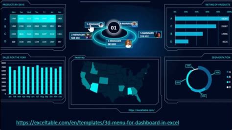 excel visual — 3d menu for dashboard analysis with data