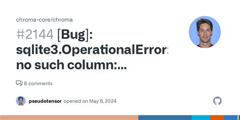 Bug Sqlite3operationalerror No Such Column Collectionstopic · Issue 2144 · Chroma Core
