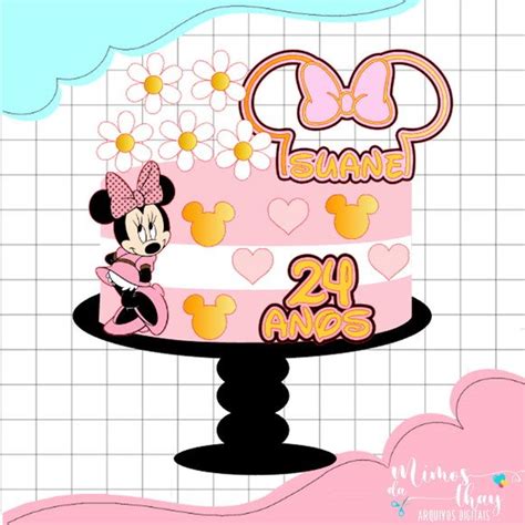 Arquivo De Corte Topo De Bolo Minnie Rosa Camadas 014 Elo7