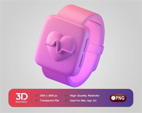 피트니스 및 체육관 3d 아이콘 스마트 시계 프리미엄 Psd 파일