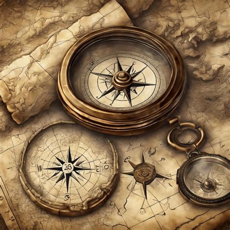 Premium Photo Treasure Map And Compass Adventurous Detailed High
