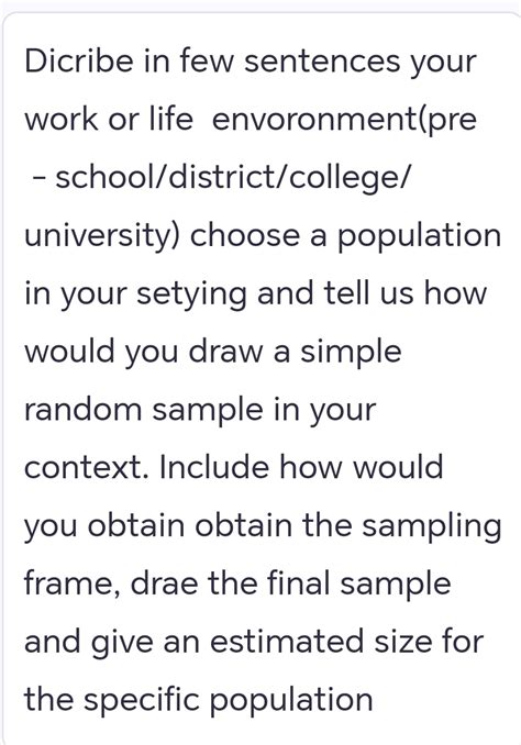 Dicribe In Few Sentences Your Work Or Life