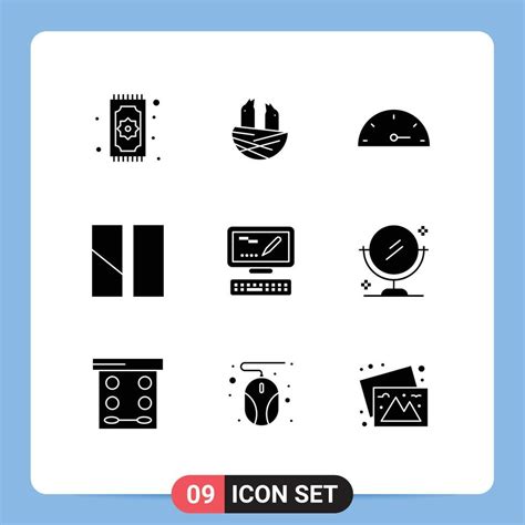 Set Of 9 Vector Solid Glyphs On Grid For Keyboard Layout Spring Image Editing Editable Vector