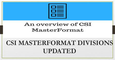 Csi Masterformat Divisions Updated