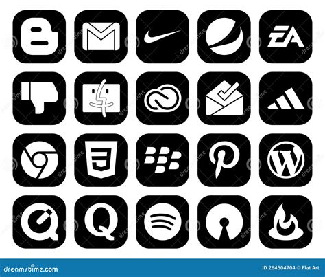 20 Social Media Icon Pack Including Css Adidas Sports Inbox Editorial Stock Image