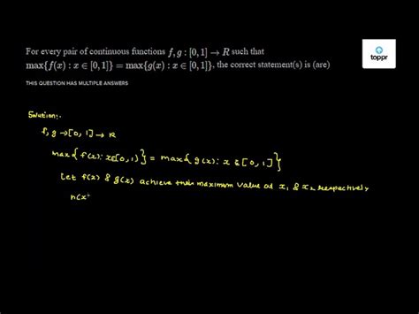 for every pair of continuous functions f g [0 1] → r such that max
