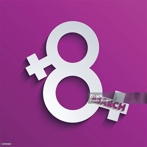 Lambang Hari Perempuan Pada Latar Belakang Ungu Ilustrasi Stok Unduh