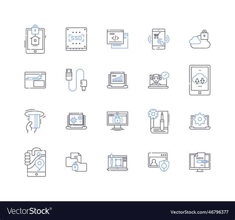 Nerk Security Line Icons Collection Encryption Vector Image