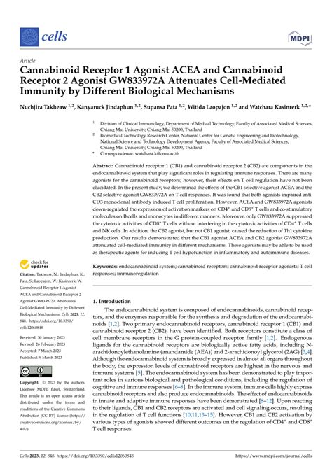 Pdf Cannabinoid Receptor 1 Agonist Acea And Cannabinoid Receptor 2 Agonist Gw833972a