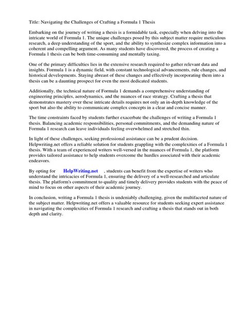 Thesis Formula 1 Pdf