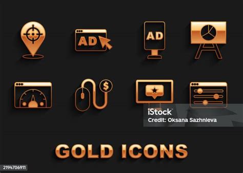 Set Advertising Board With Graph Chart Browser Setting Monitor Star Website Statistic Target And ...