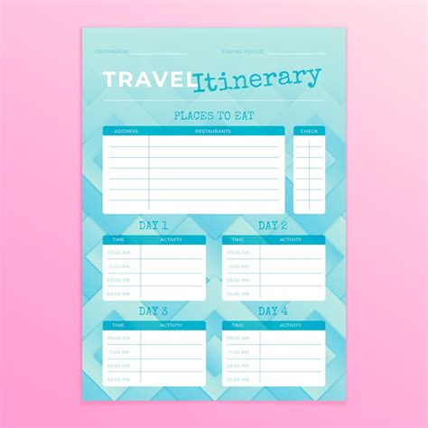 3 페이지 여행 계획서 양식 벡터 Freepik에서 무료 고품질 벡터를 다운로드하세요 Freepik