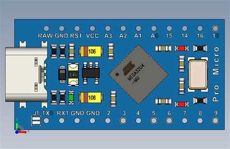 Arduino Pro开发板带micro Usb Typec连接器 Step 模型图纸下载 懒石网